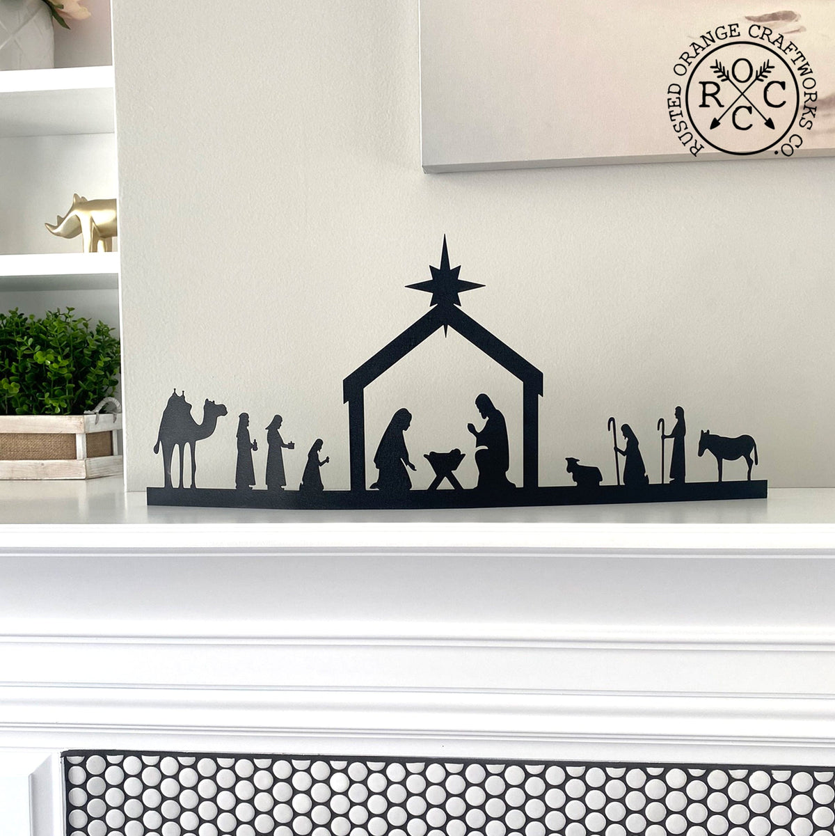 Single Piece Nativity - Indoor Metal Nativity Set with Figurines — DoorFoto