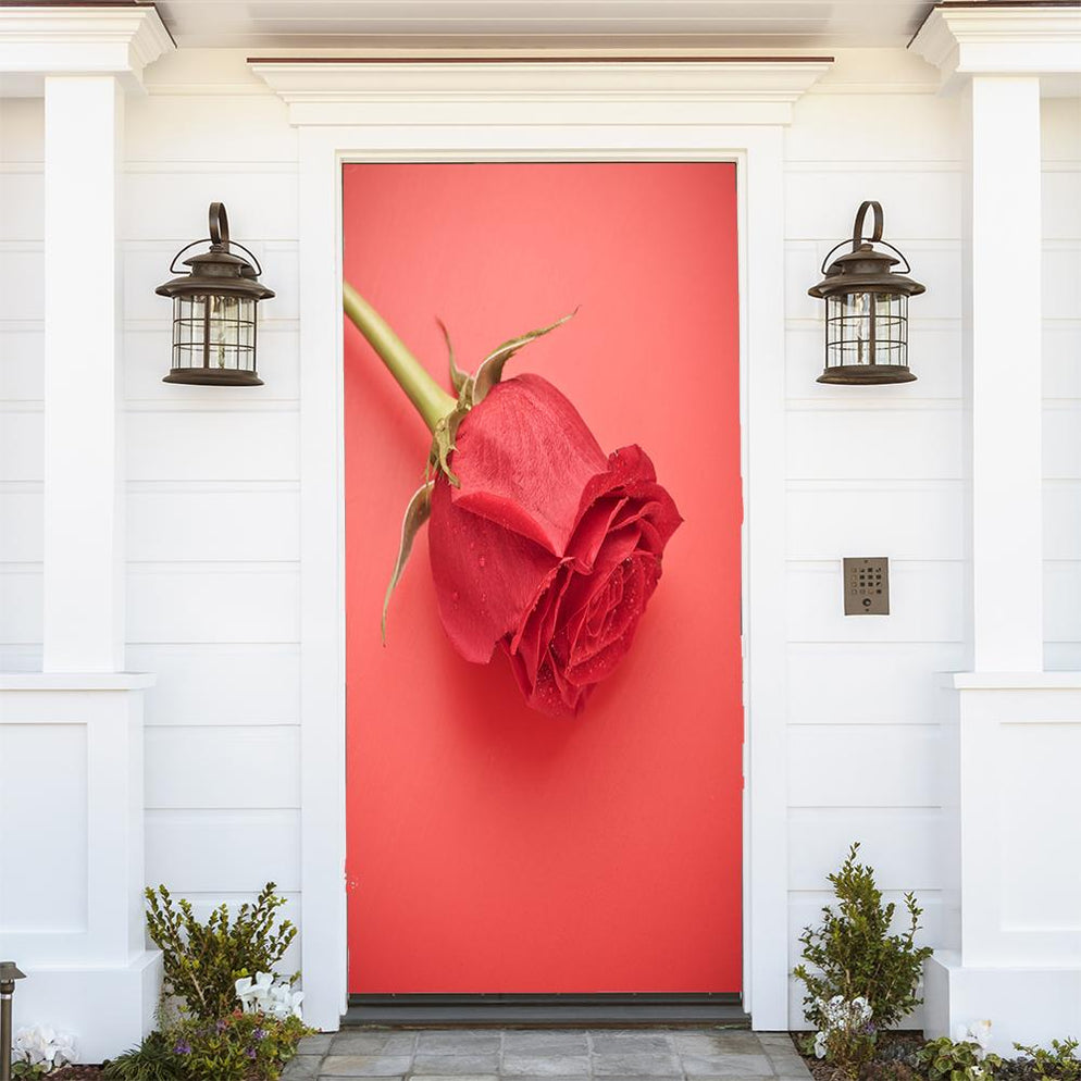 Single Red Rose Door Cover From $49.99 USD - DoorFoto™