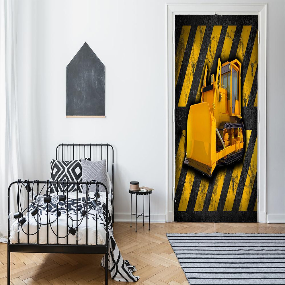 Bulldozer Door Banner | Construction Room Decor — DoorFoto